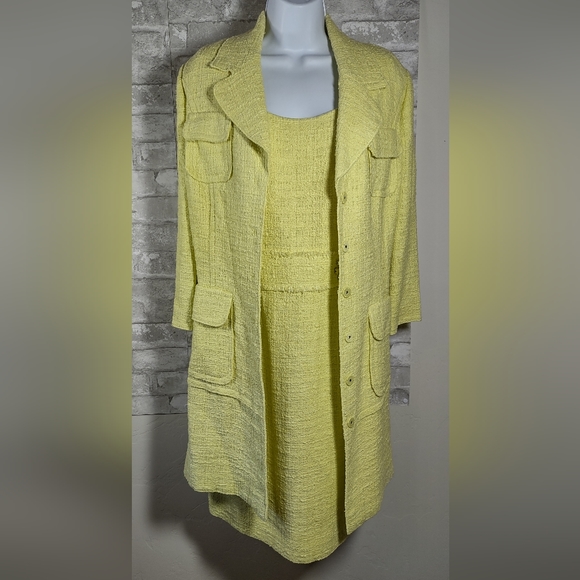 Per Se | Dresses | Per Se Lemon Chiffon Boucle Dresscoat Ensemble ...